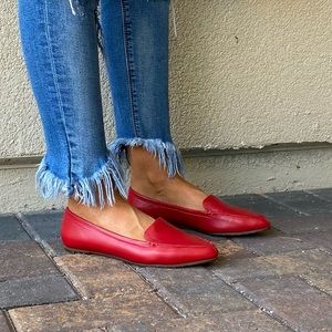 Nordstrom | Shoes | Red Genuine Napa Leather Pointed Toe Penny Loafer ...